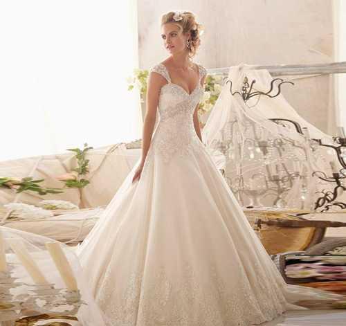 Свадебное платье кружевное А-силуэта Mori Lee 2609