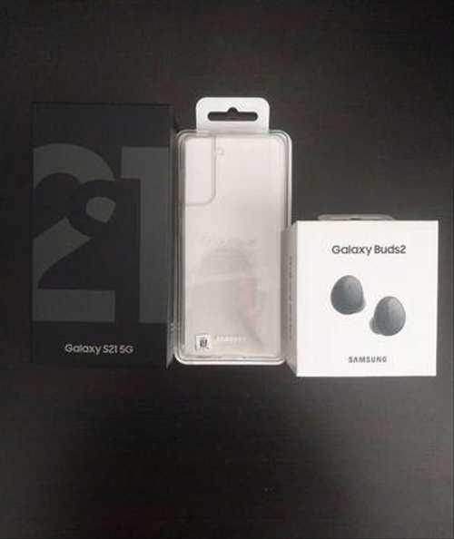 Samsung galaxy s21 256 + Galaxy Buds2 + ориг чехол
