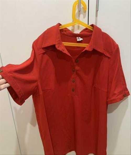 Красная рубашка, блузка, размер 60