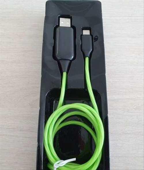 Светящийся кабель для зарядки USB type-C QC3.0