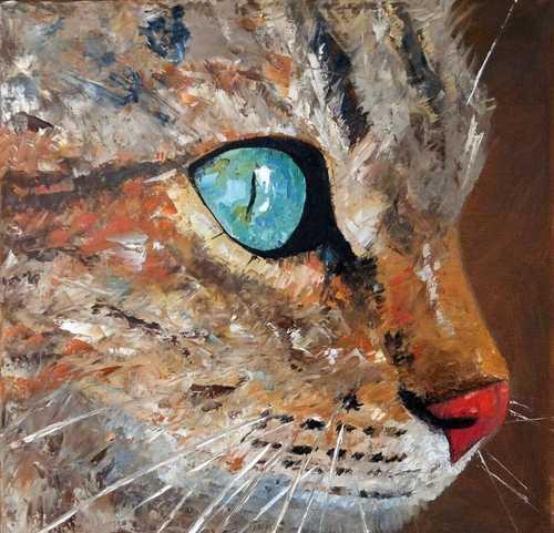 Картина маслом Кошка яркий глаз