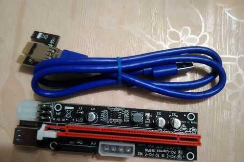 Райзер pci e VER SU-103C с LED, SATA,molex,6pin