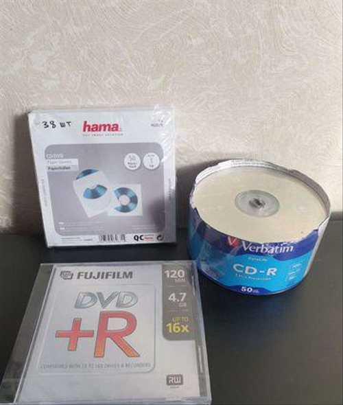 Болванка диск CD-R 50шт + DVD-R 1шт + Конверты 38