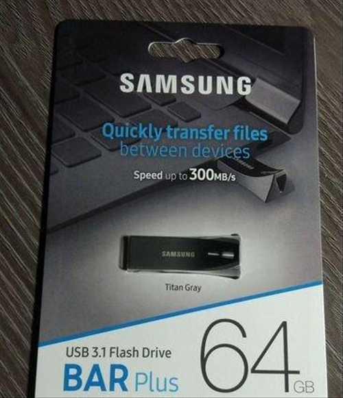 Флешка (USB-накопитель) Samsung Bar Plus 64Gb
