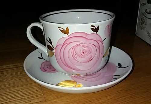 Чайная пара Розы пр-во Дулёво