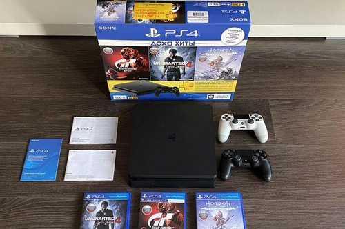 Playstation 4 slim 500GB + 3 диска в идеале