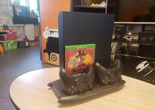 Xbox One X + 2 геймпада с акум + Подставка + RDR2