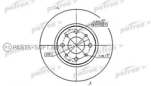 Patron PBD2686 Диск тормозной передн alfa romeo 145 94-01, 146 94-01, 155 92-97, fiat barchetta 95, brava 95-01, bravo 95-01, doblo 01, doblo Cargo 01