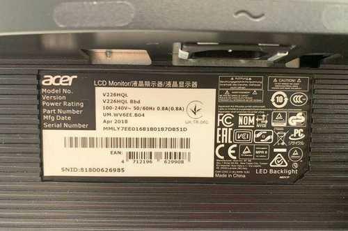 Монитор, Acer V226hqlbbd 22"