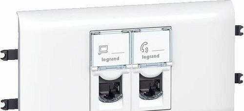 Розетка компьютерная 2xRJ45 Legrand mosaic 078673