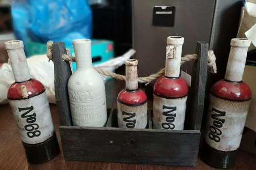 Керамические бутылки, декоративный набор с ящиком