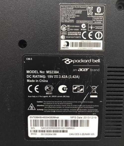 Packard Bell MS2384 на запчасти