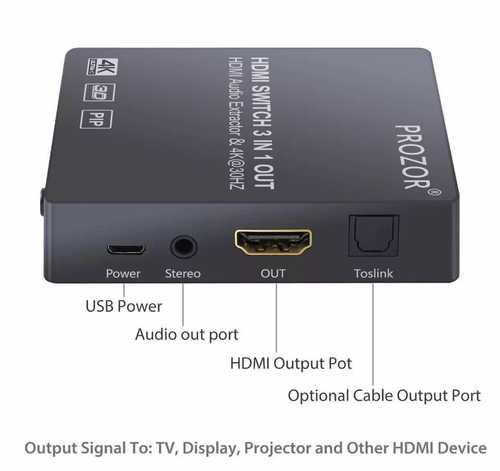 Коммутатор свитч Prozor 4K 3x1 hdmi