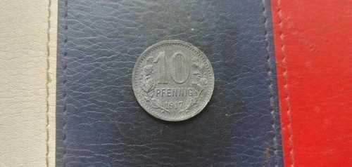Германия 10 пфеннигов 1917 год цинк