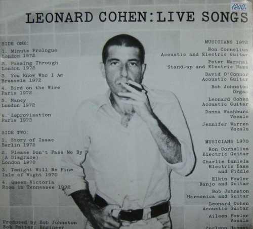 LP Leonard Cohen Live Songs - 1973 Holland