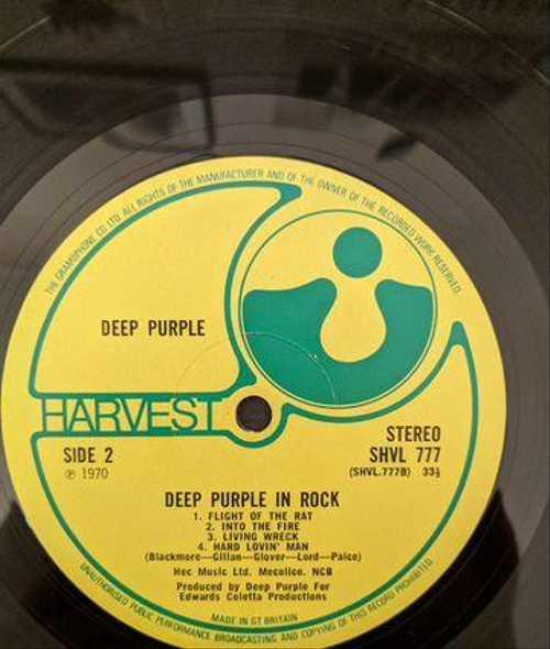 Deep Purple "In rock" 1970 винил England