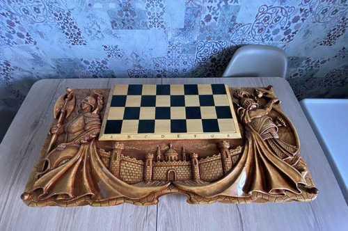 Нарды-Шахматы резные. Рыцари. Ручной работы