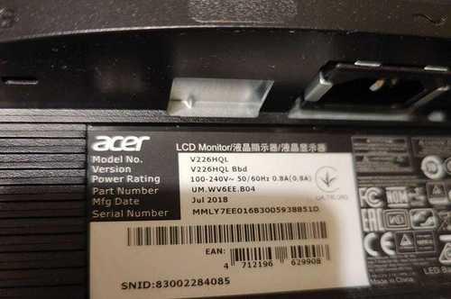 Монитор Acer V226hqlbbd black