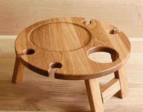 Винный круглый складной поднос-столик