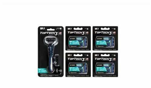 Набор TopTech Razor 3, бритва + 18 смен.кас