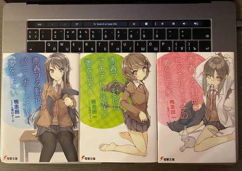 Книги из цикла Seishun Buta Yarou 1-3 на японском