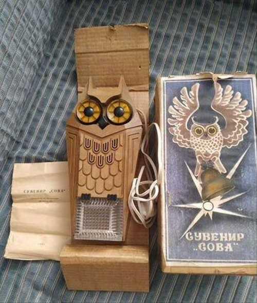 Сувенир сова (звонок, светильник) СССР. новый
