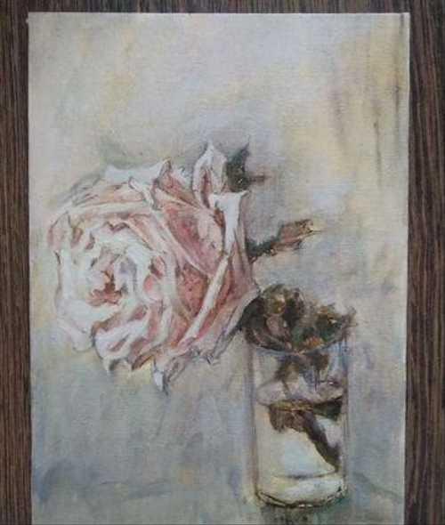 Картина маслом "Роза". Копия работы Врубеля
