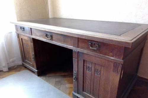 Антикварный дубовый кабинет стол+шкаф конец XIX в