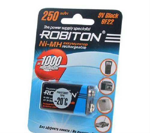Аккумулятор Крона 6F22 (9V -250mAh) Robiton