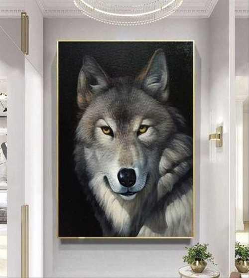 Картина маслом волк