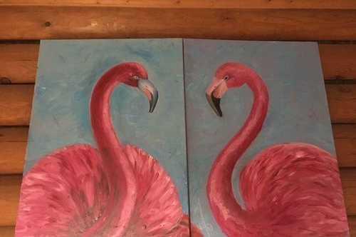 Масляные картины "Розовые Фламинго"