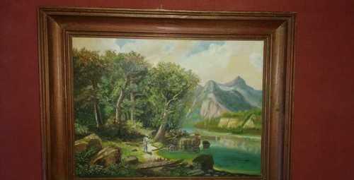 Картина "Горный пейзаж с озером"