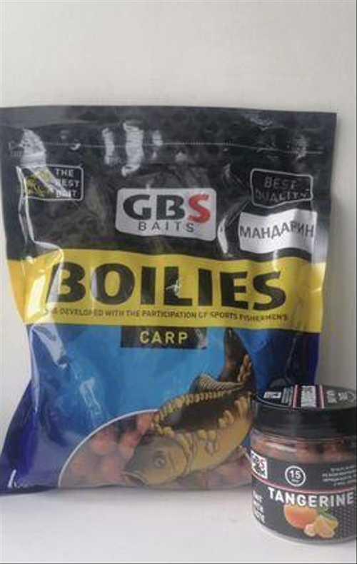 Бойлы варёные прикормочные Мандарин GBS Baits