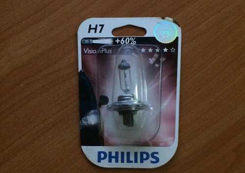 Автолампа philips H7 VisionPlus +60