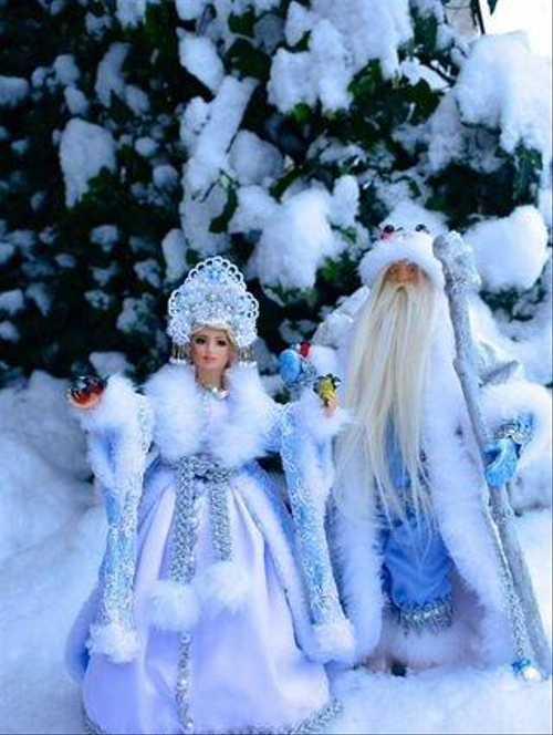 Интерьерная кукла"Дед Мороз и Снегурочка"-2