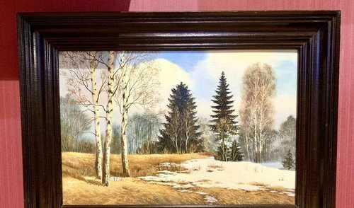 Картина маслом пейзаж зима весна