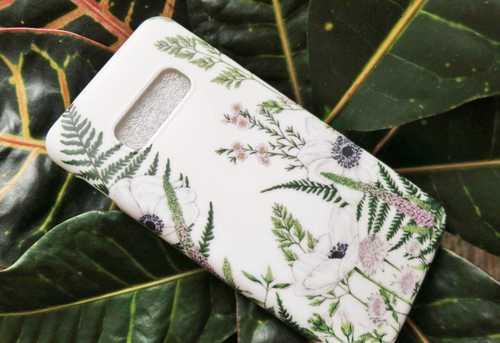Новый чехол на Samsung S10e белый цветы растения