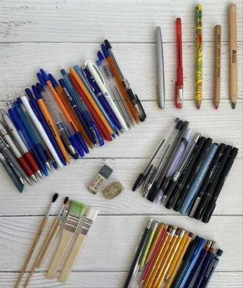 Канцелярские ручки, карандаши, кисти