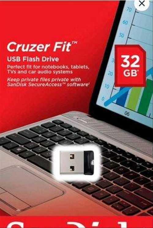 USB флэшка SanDisk Cruzer Fit 32gb. Новая