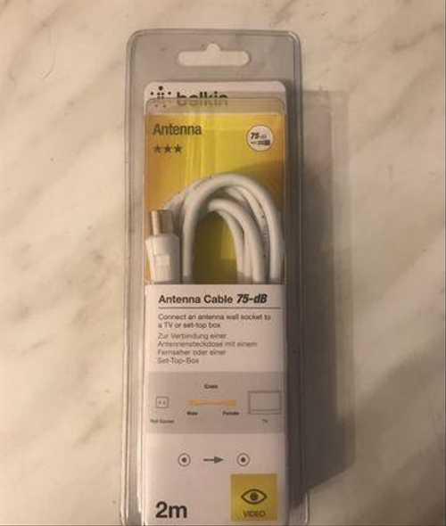 Новый антенный кабель Belkin 75 dB 2м