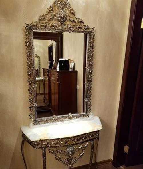 Зеркало и столик бронза Новое