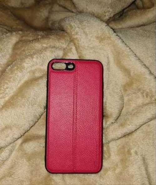 Красный кожаный чехол на iPhone 7/8 +