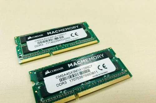 Память corsair DDR3 8Gb(2x4Gb) cmsa4GX3M1A1066C7