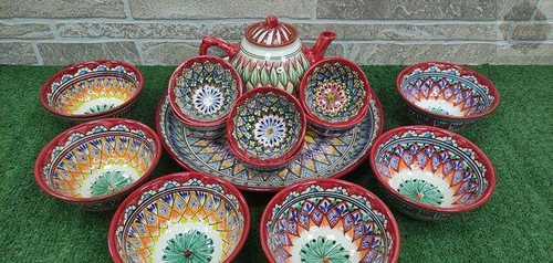 Набор узбекской посуды "Красный"