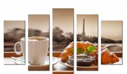 Модульная картина: кофе в Париже 80/140