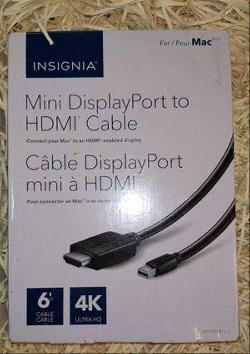 Кабель Insignia miniDP hdmi 1,8 метра черный