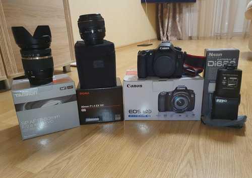 Canon 60D с 2 объективами и вспышкой