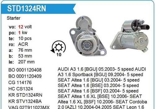 Стартер на Ауди Сеат Фольксваген Шкода