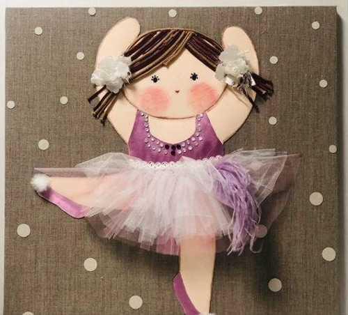 Картина лоскутное панно - Девочка танцовщица