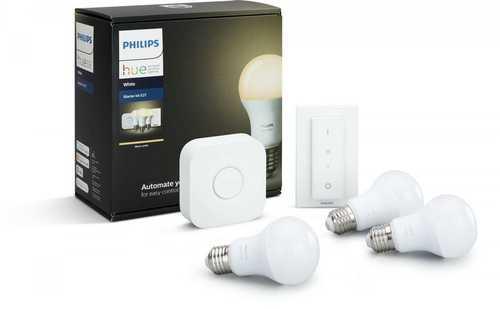 Комплект ламп Philips Hue White E27 Starter Kit